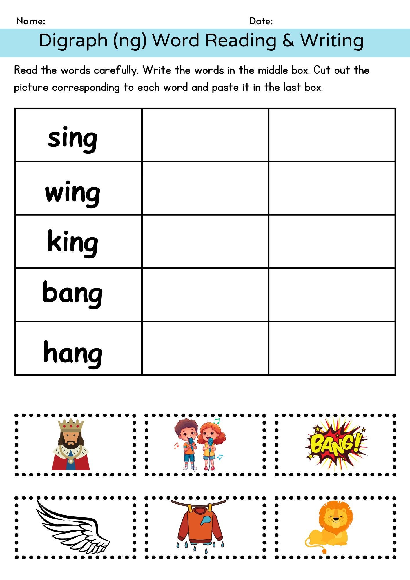 Printable Phonics Digraph Worksheets: Reading & Writing Activities (PDF ...