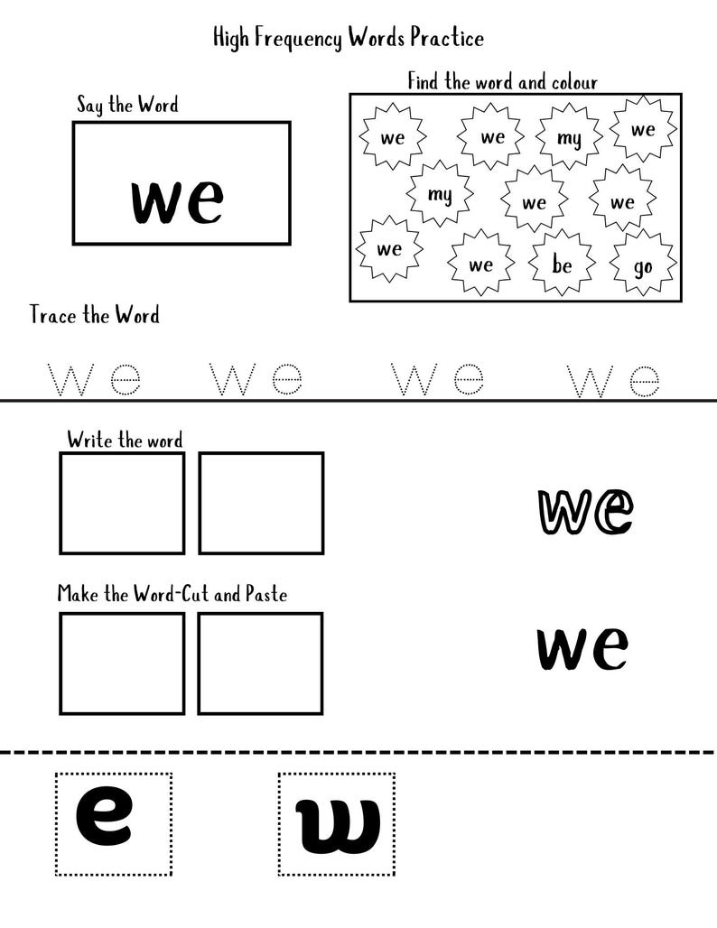 Phonics Sight Words Worksheets | High Frequency Words | Early Learning ...