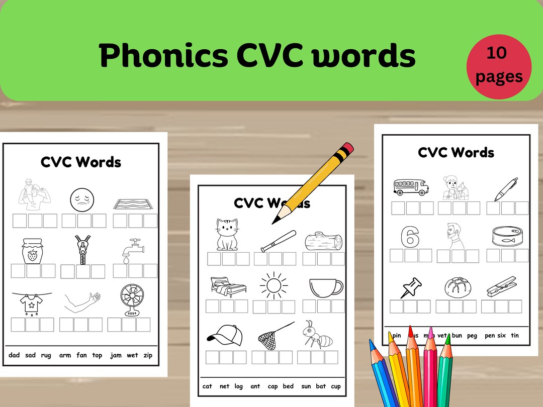 CVC Words Coloring Sheets: Read, Write, and Color (PDF) - Etsy