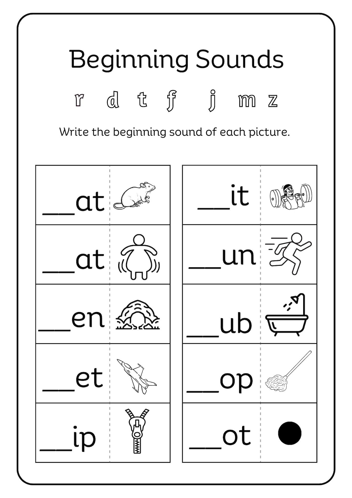 Phonics Beginning Sounds Worksheet: CVC Words, Alphabet Tracing (PDF ...