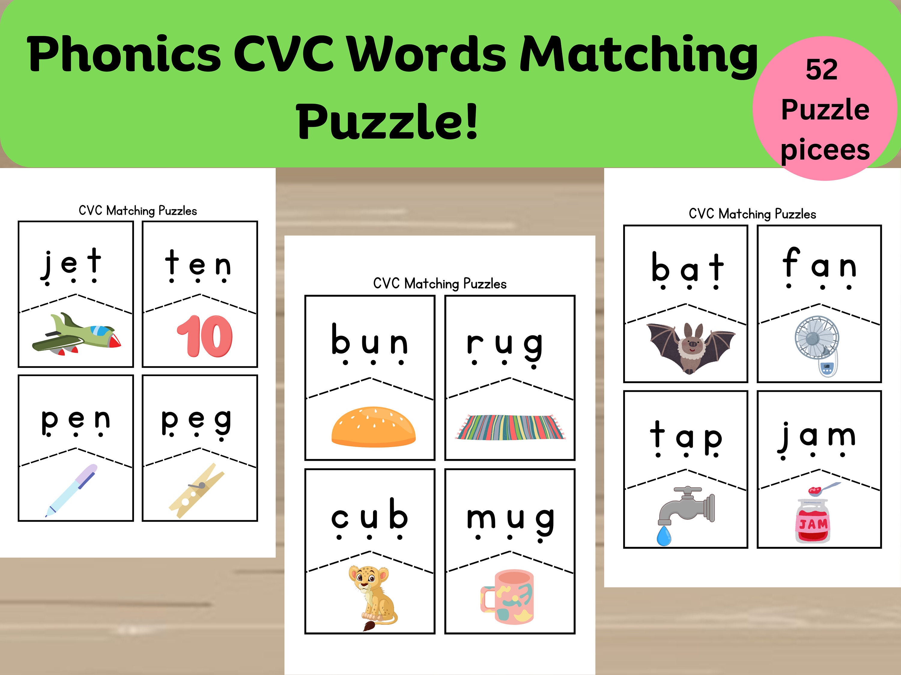 Phonics CVC Words Puzzle, CVC Words Puzzle Game, Interactive Phonics ...