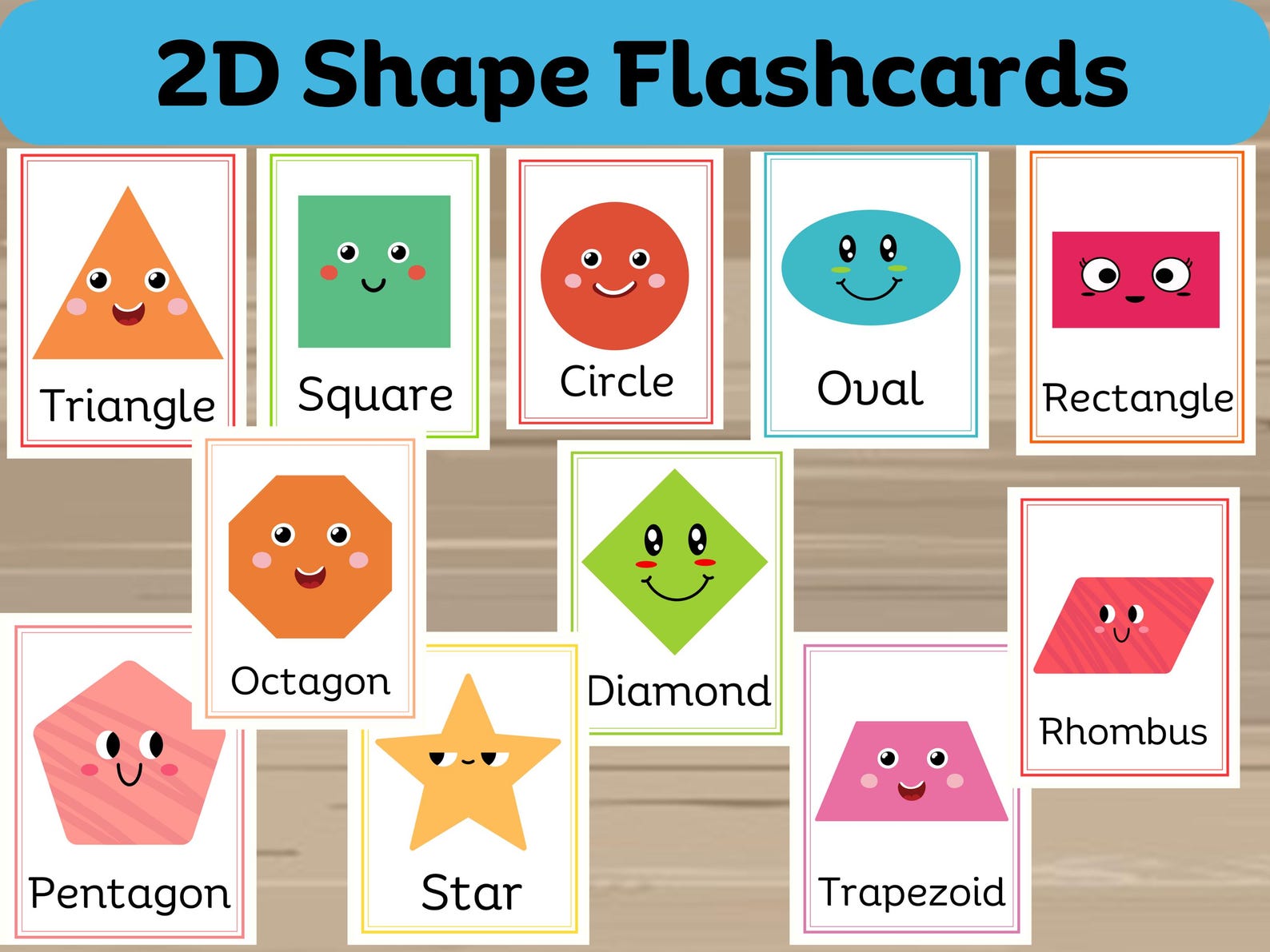 Colorful 2D Shapes Flashcards, 2D Shapes Display and Teaching ...
