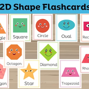 Colorful 2D Shapes Flashcards, 2D Shapes Display and Teaching ...