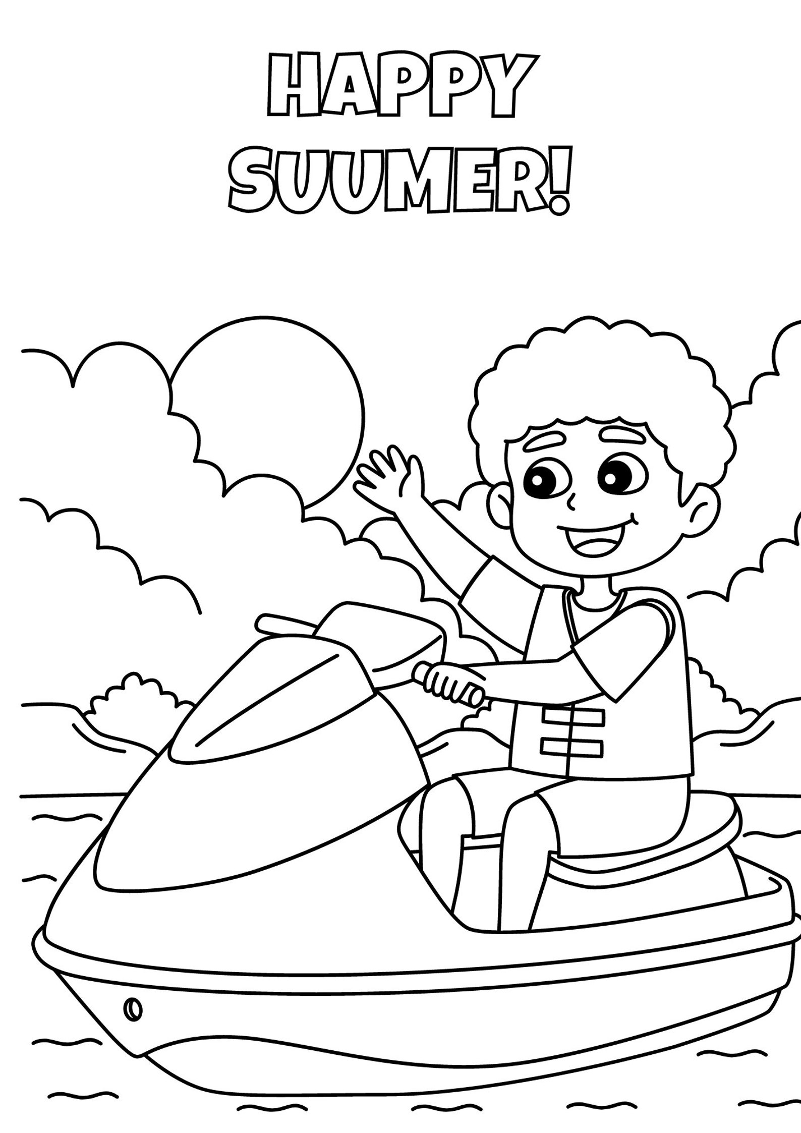 Summer Coloring Pages, Summer Printable, Beach Coloring Sheets, Beach ...