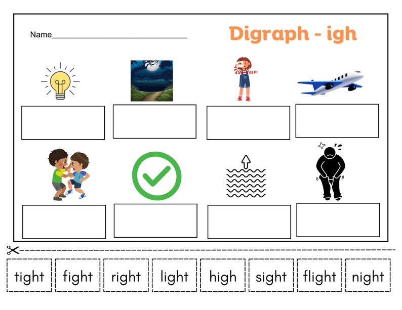 Phonics Digraph Worksheets, Preschool Phonics Picture Matching Sheets ...