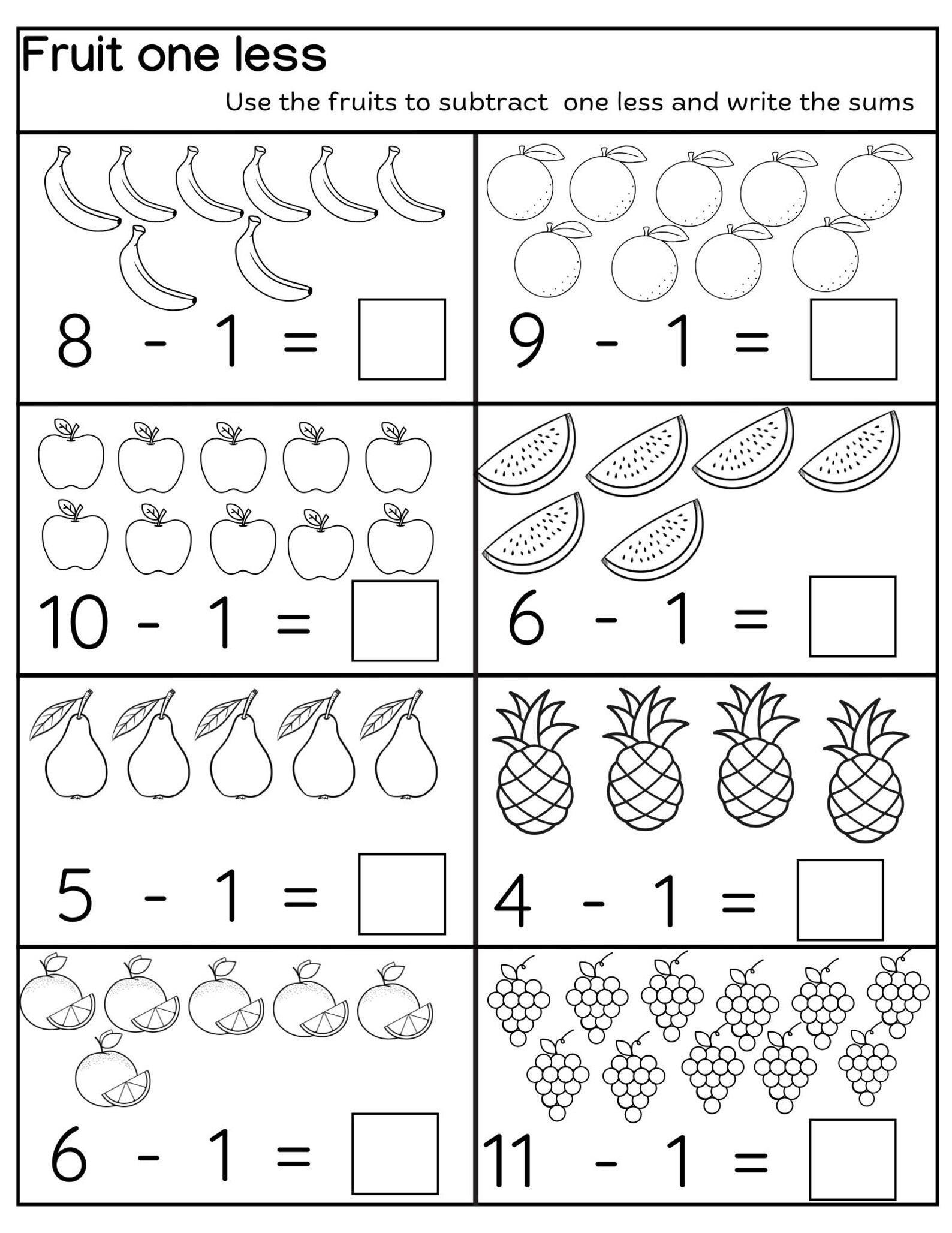 Fruit Math Worksheets: Addition, Subtraction, Problem Solving (PDF ...
