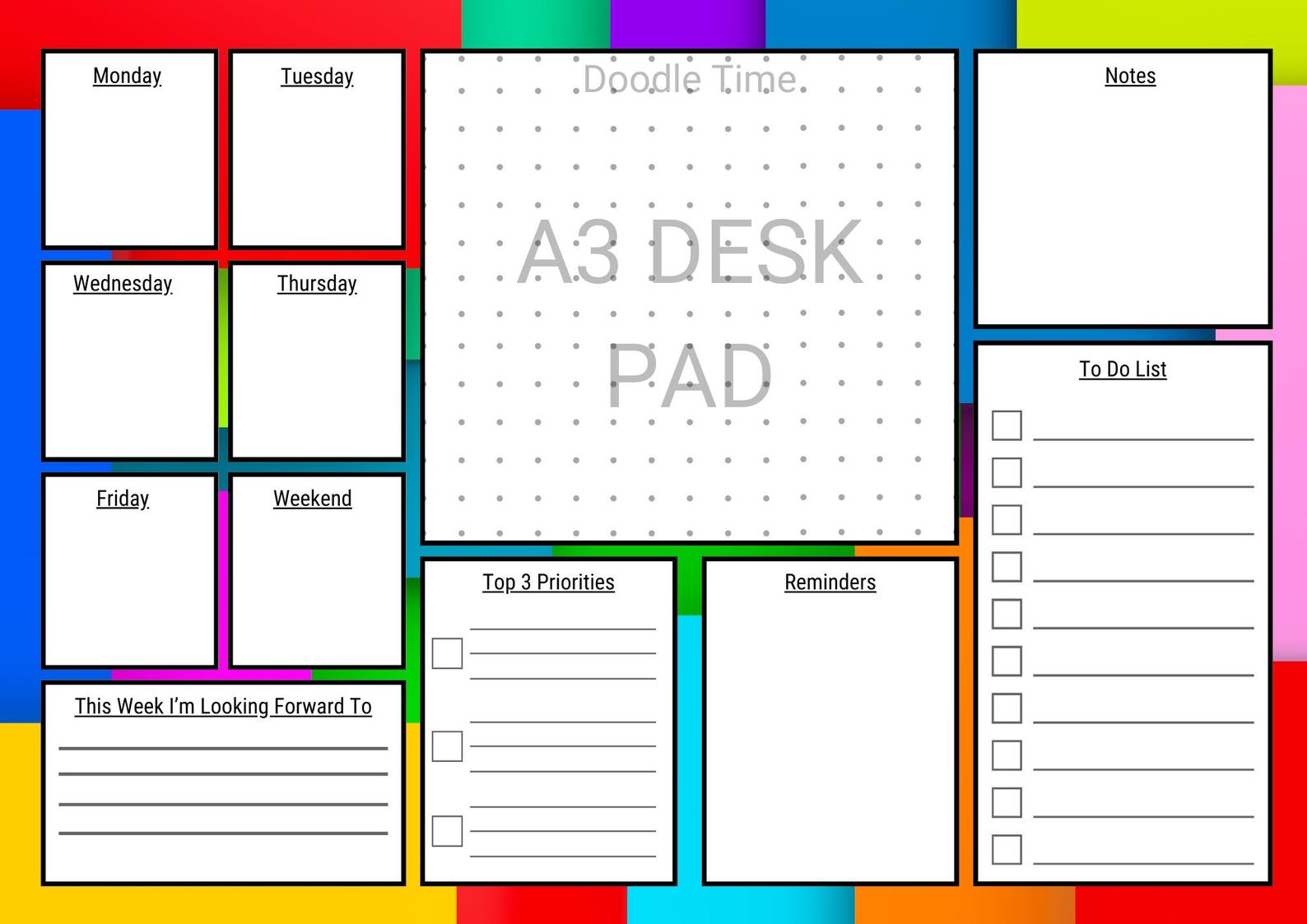 Desk Pad Planner, A3 Weekly Planner, Printable Weekly Schedule ...