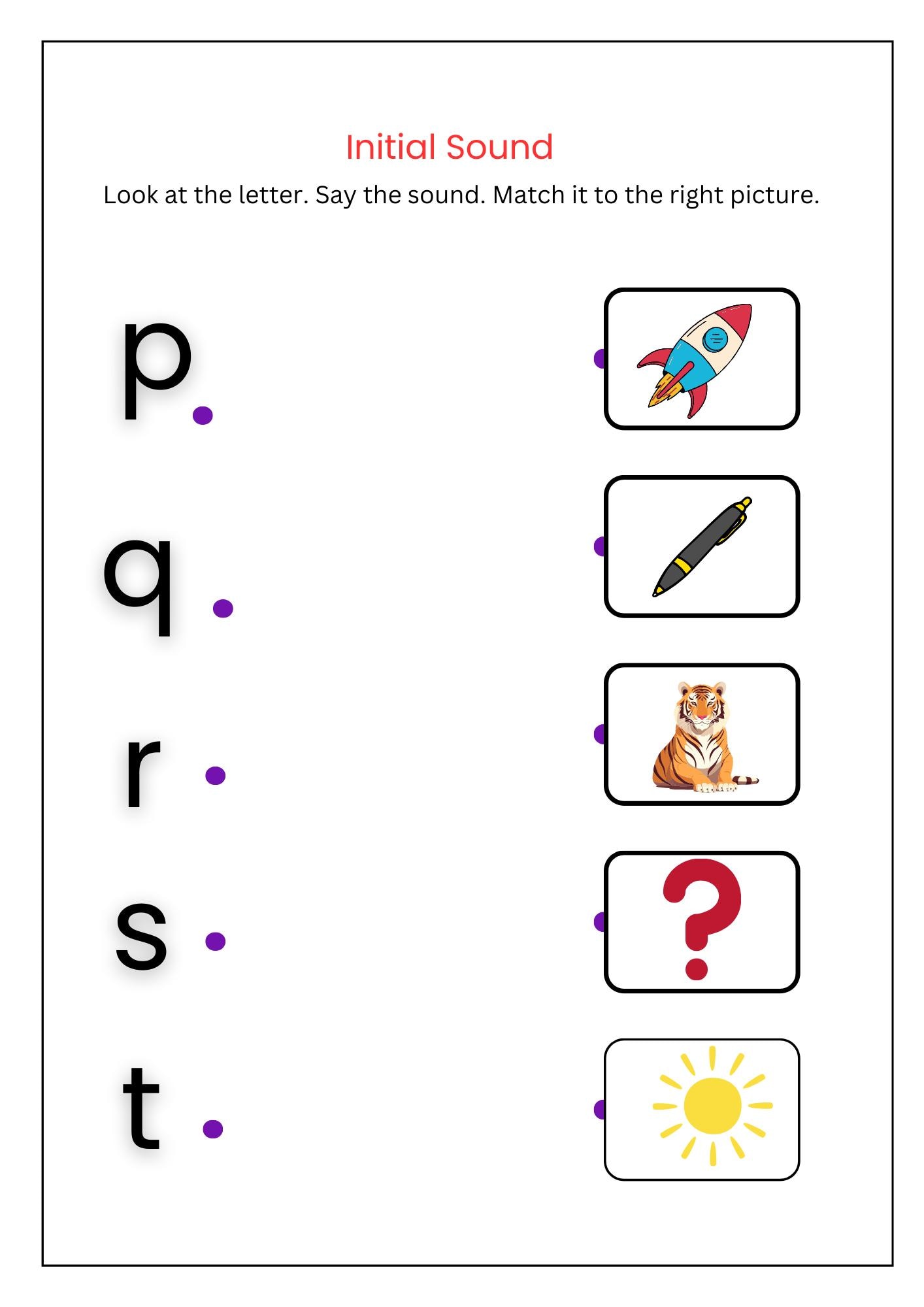 Phonics Initial Sound Matching Worksheets: A-Z Practice (PDF Download ...