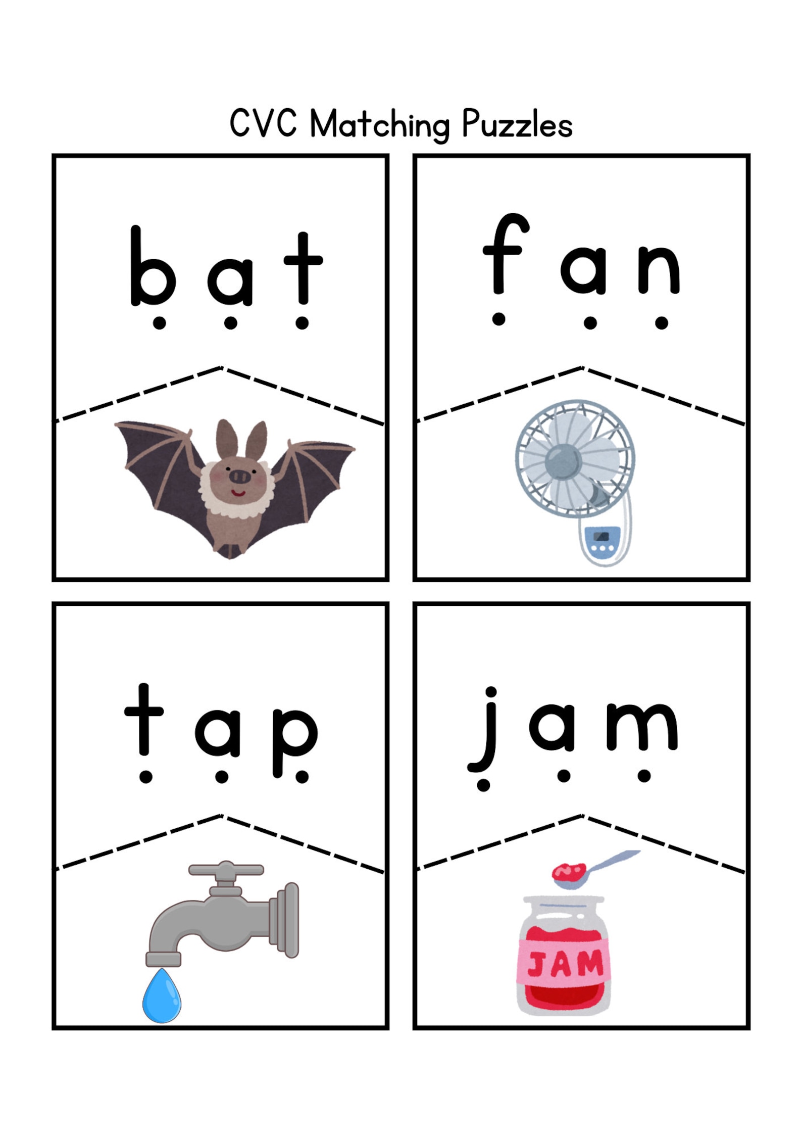 Phonics CVC Words Puzzle, CVC Words Puzzle Game, Interactive Phonics ...