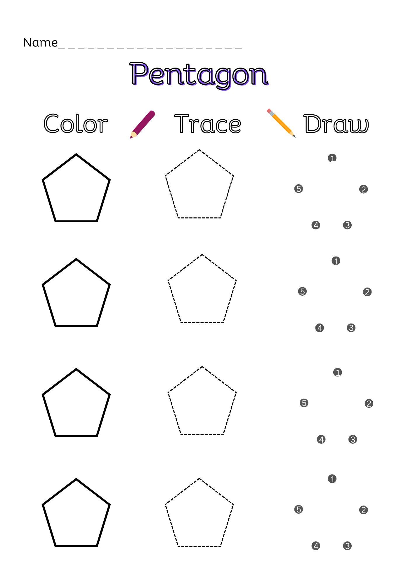 Preschool Shapes Worksheets: Color, Trace & Draw (PDF) - Etsy