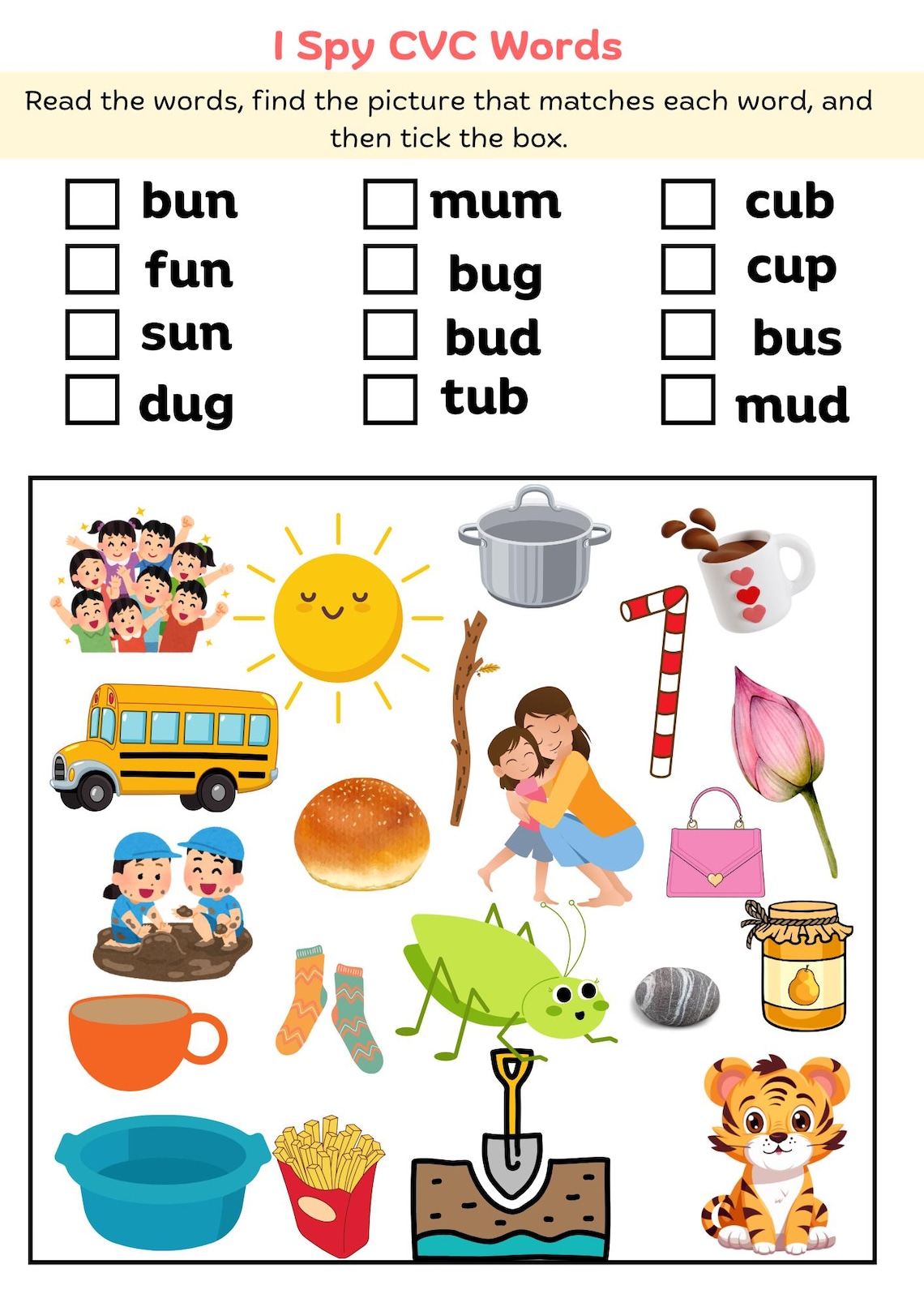 Phonics CVC Words Worksheets, Three Letter Word Practice, CVC Word ...