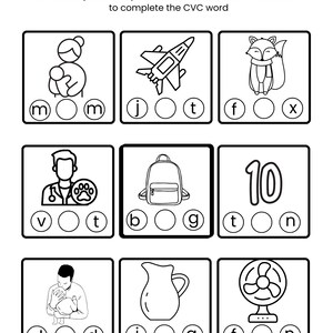 Phonics CVC Words Worksheets: Middle Sounds Activity (printable) - Etsy