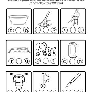 Phonics CVC Words Worksheets: Middle Sounds Activity (printable) - Etsy