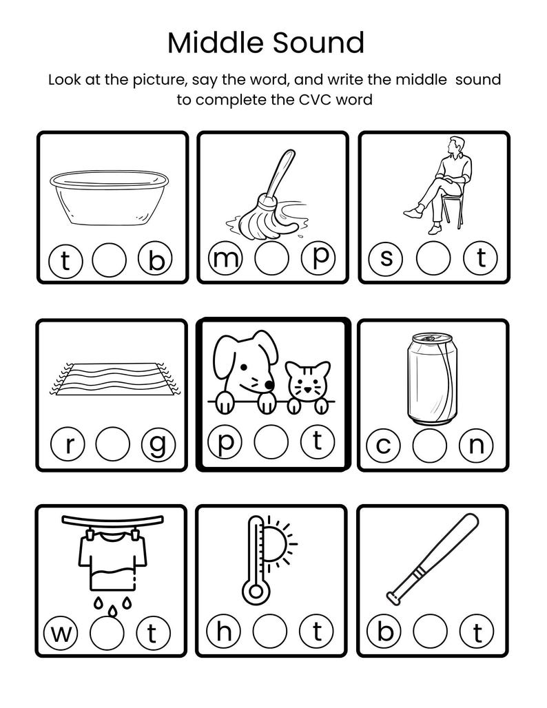 Phonics CVC Worksheets, Phonics Three Letter Words Activity, Phonics ...
