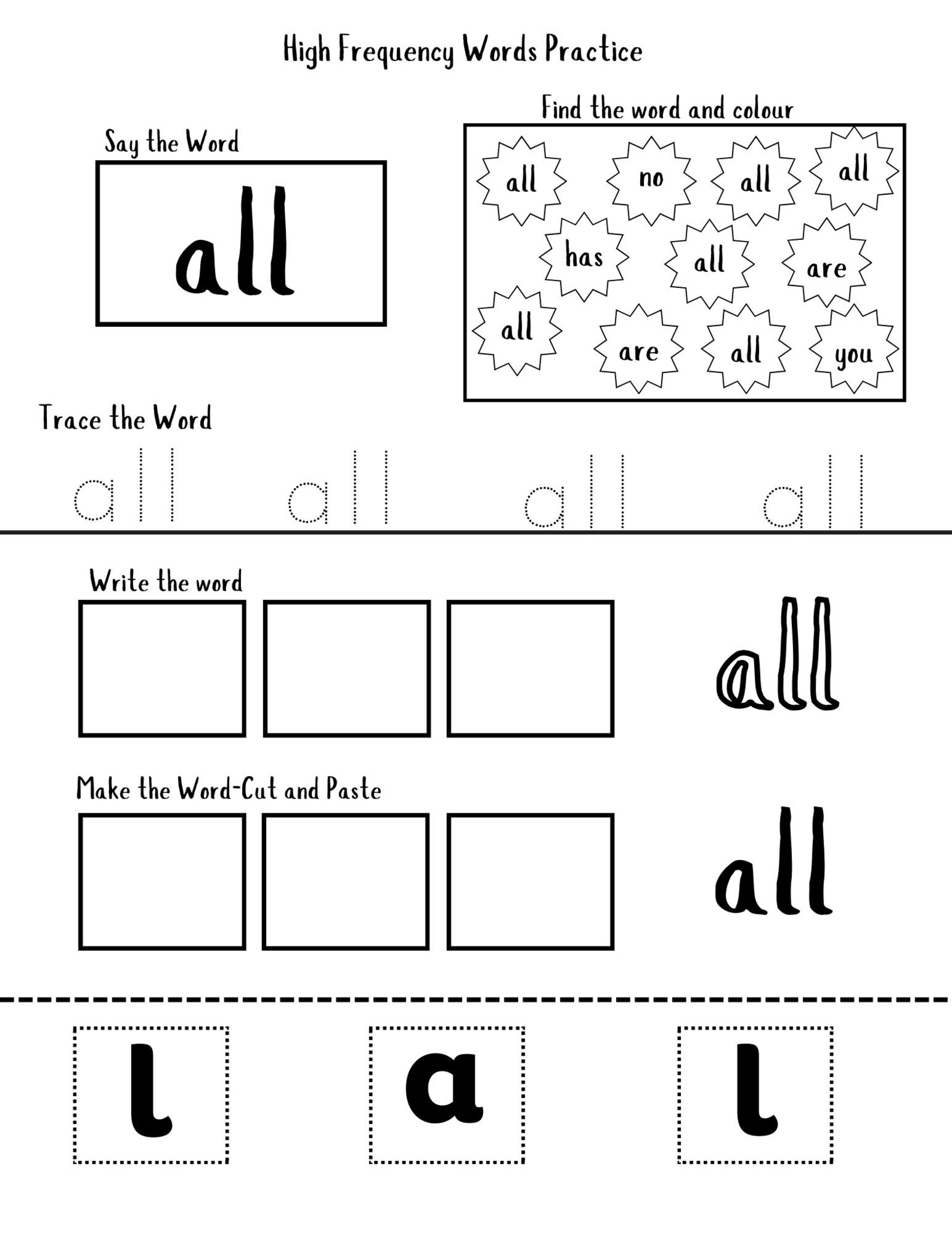 Phonics Sight Words Worksheets | High Frequency Words | Early Learning ...