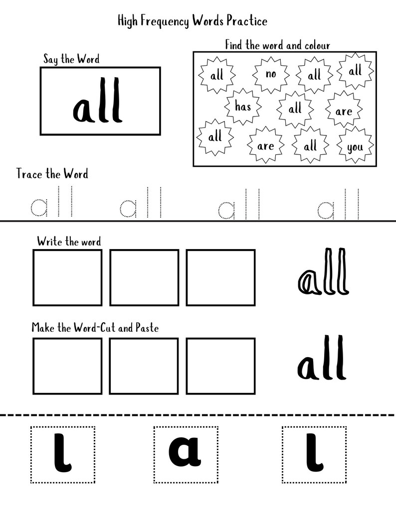 Phonics Sight Words Worksheets | High Frequency Words | Early Learning ...
