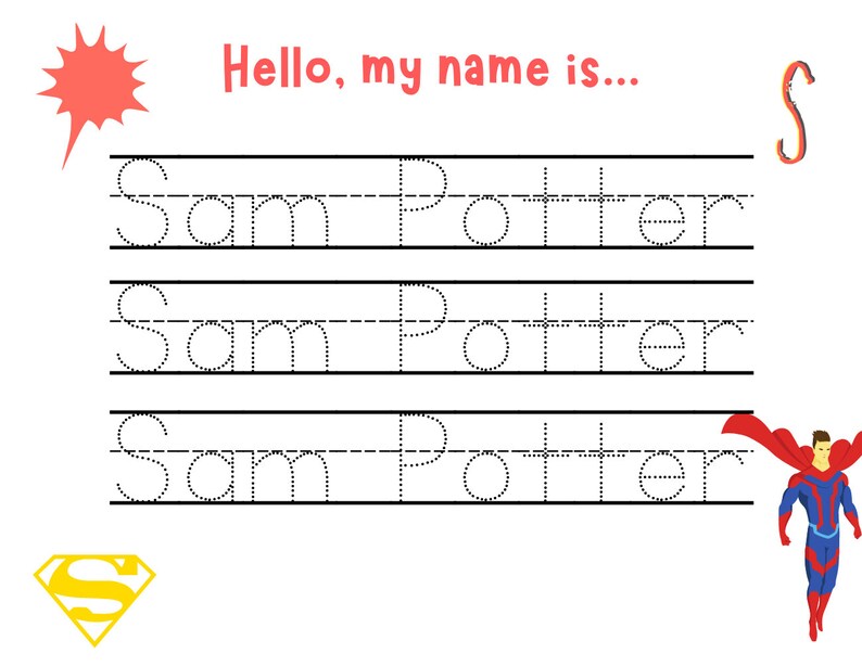 Editable Name Writing Practice, Custom Name Tracing Sheets ...