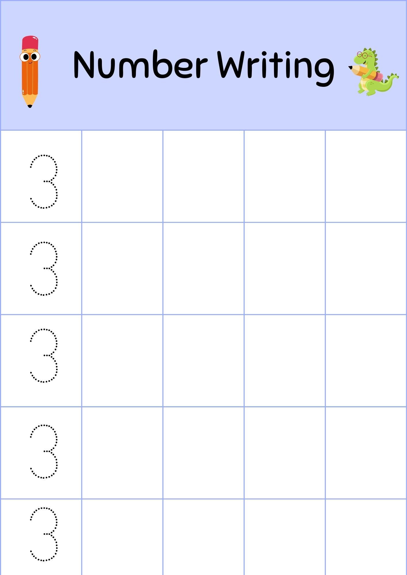 Number Writing Practice Sheets, Kids Number Tracing, Preschool Number ...