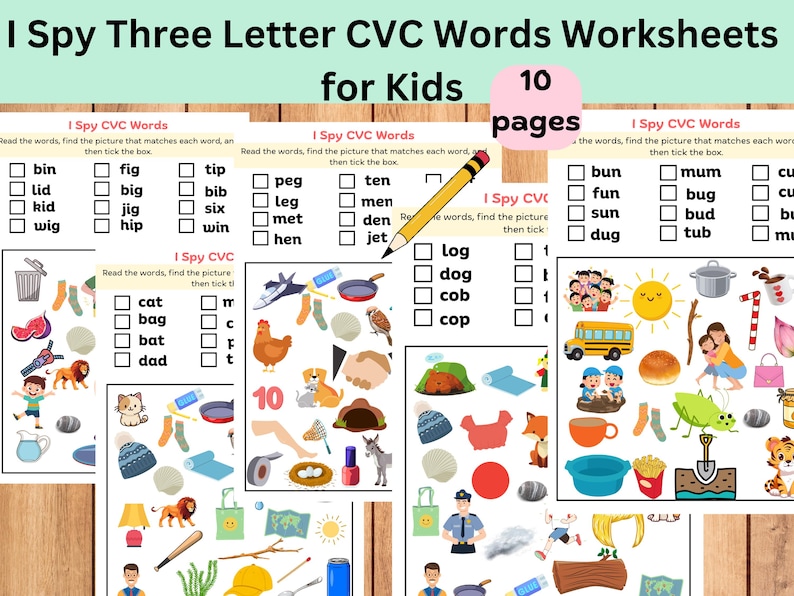 Phonics CVC Words Worksheets, Three Letter Word Practice, CVC Word ...