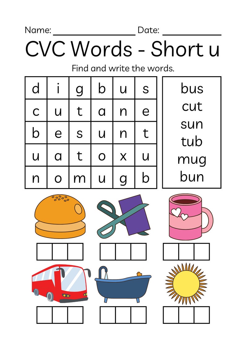 Kids Word Puzzle Phonics Worksheet, Printable Worksheets Literacy ...