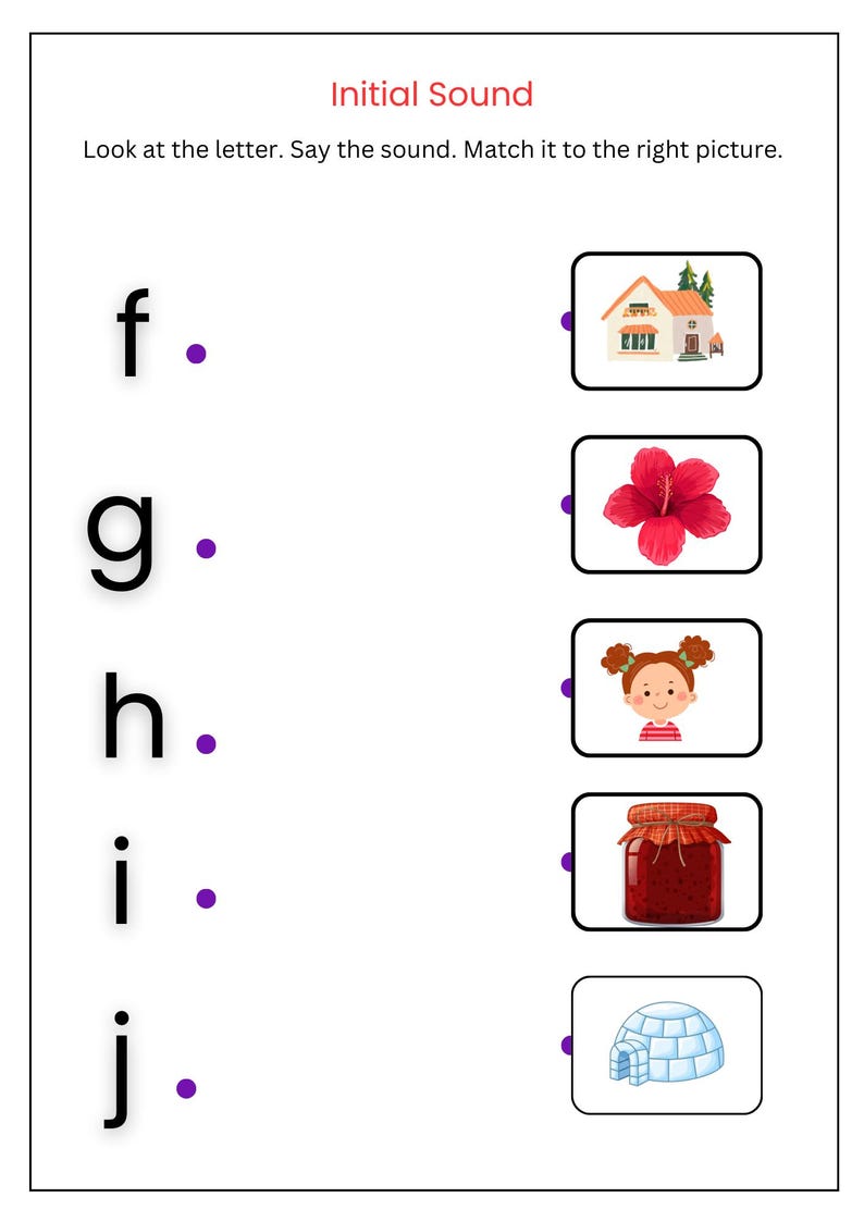 Phonics Initial Sound Matching Worksheets | Alphabet Letter Sheets ...