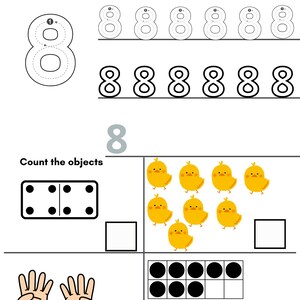 Number Tracing, Counting and Matching Worksheets, Classroom Math Number ...