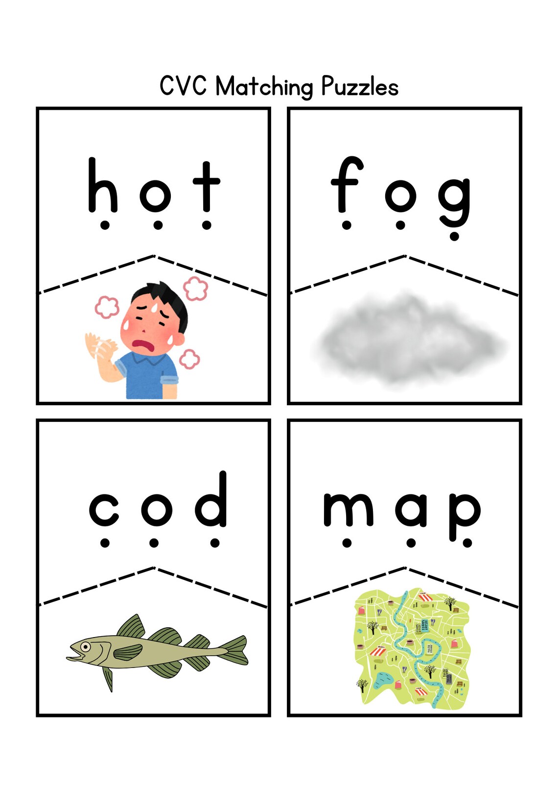 Phonics CVC Words Puzzle, CVC Words Puzzle Game, Interactive Phonics ...