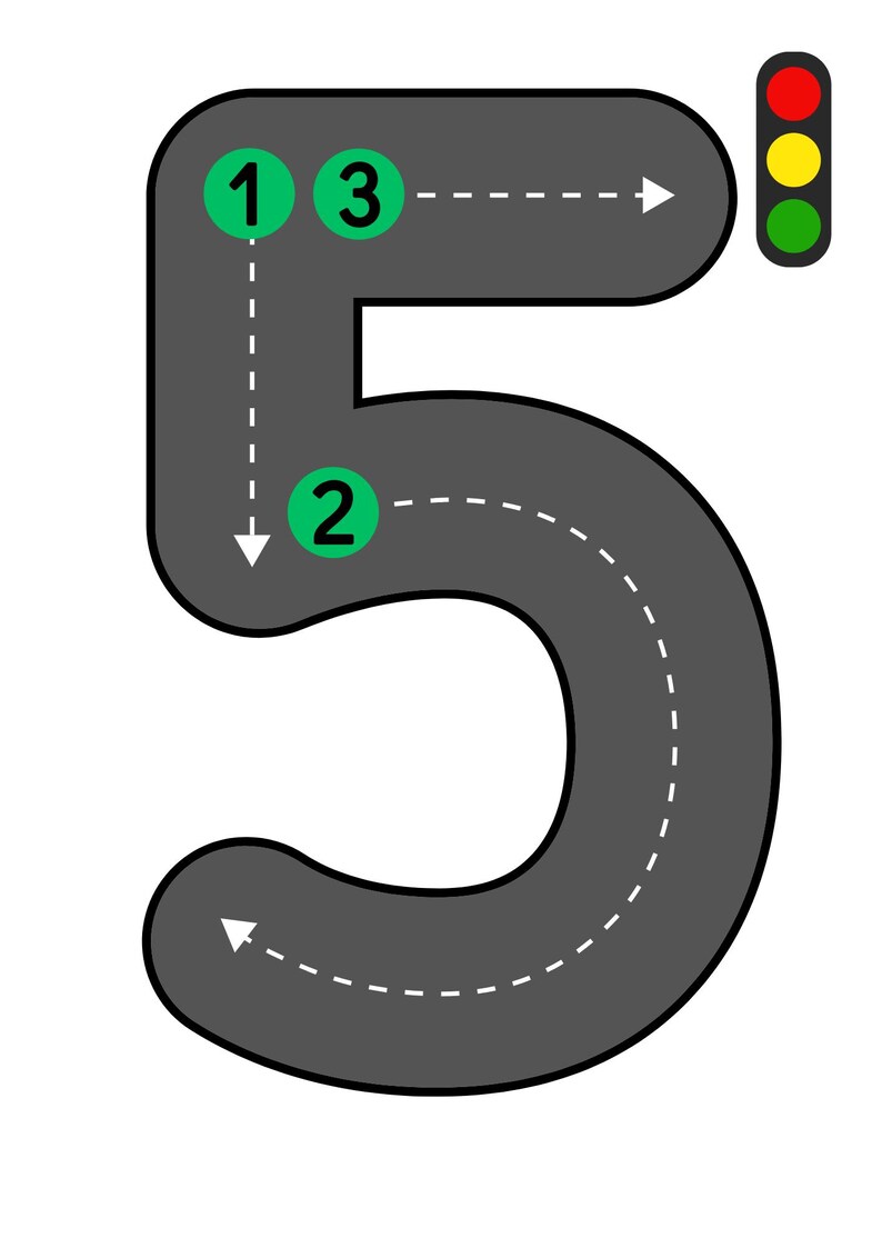 Road Numbers Tracing Worksheet 1-10: Preschool Handwriting Practice ...