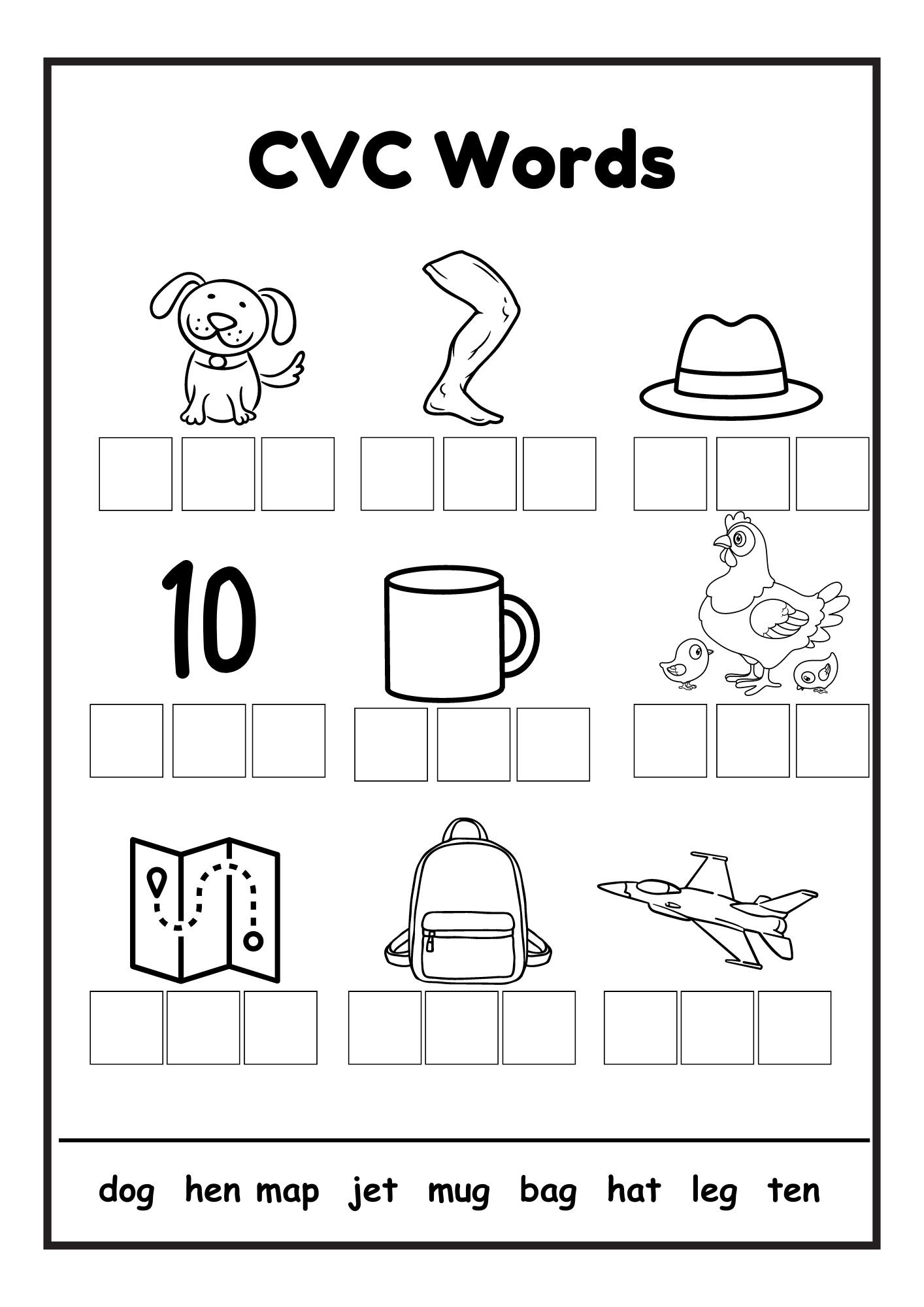 CVC Words Coloring Sheets: Read, Write, and Color (PDF) - Etsy