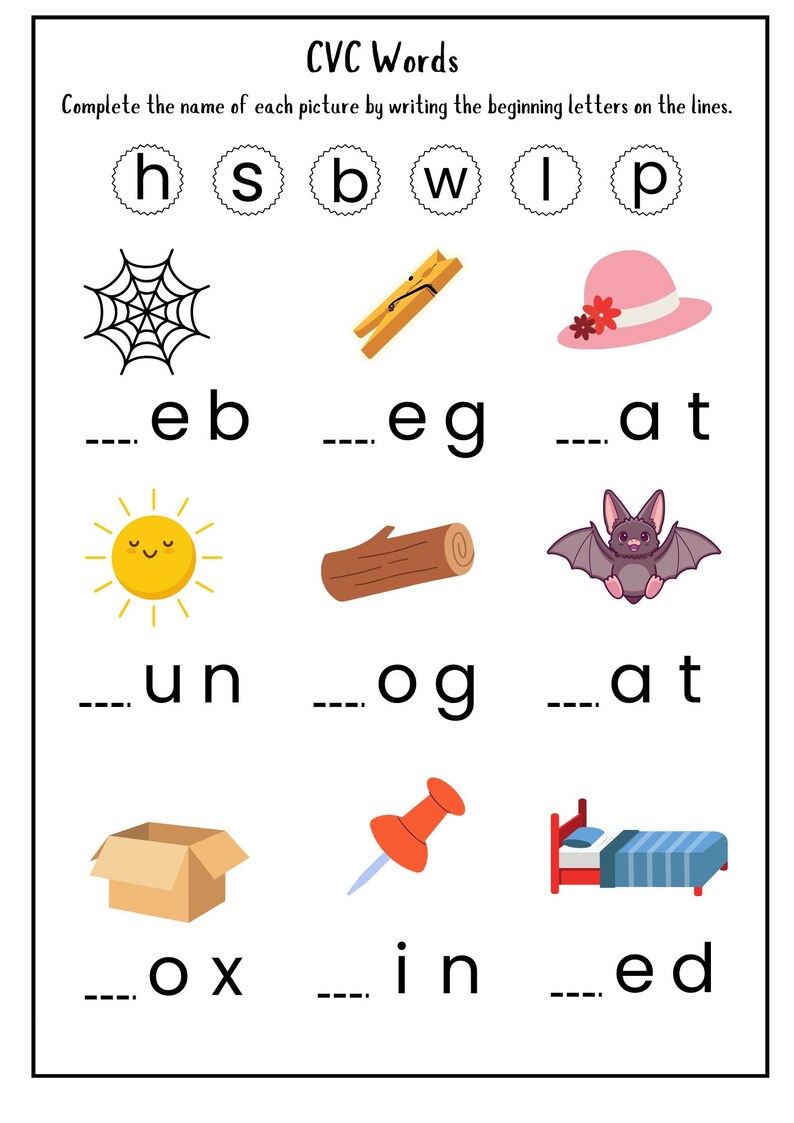 CVC Words Beginning Sound Worksheets | Phonics Practice for Early ...