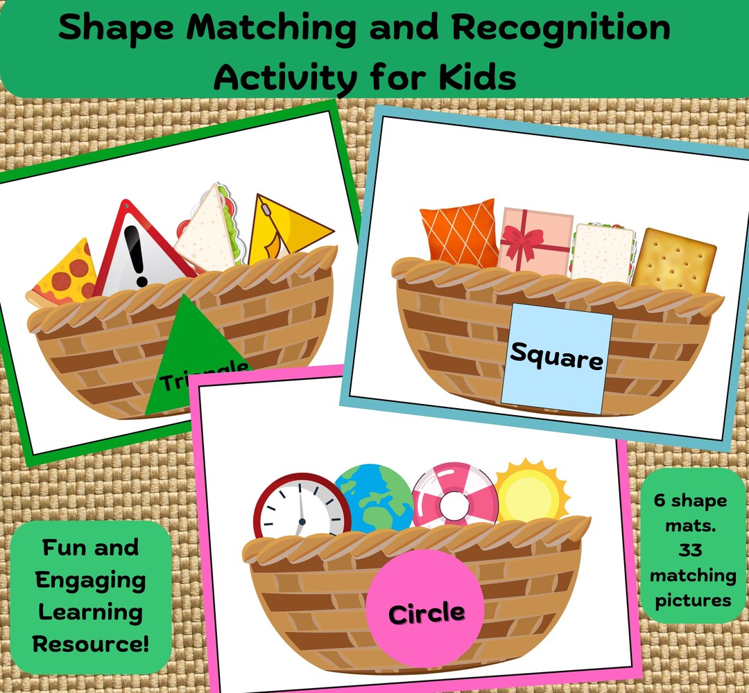 Kids Educational Printable Shape Matching Activity Cards for Preschool ...