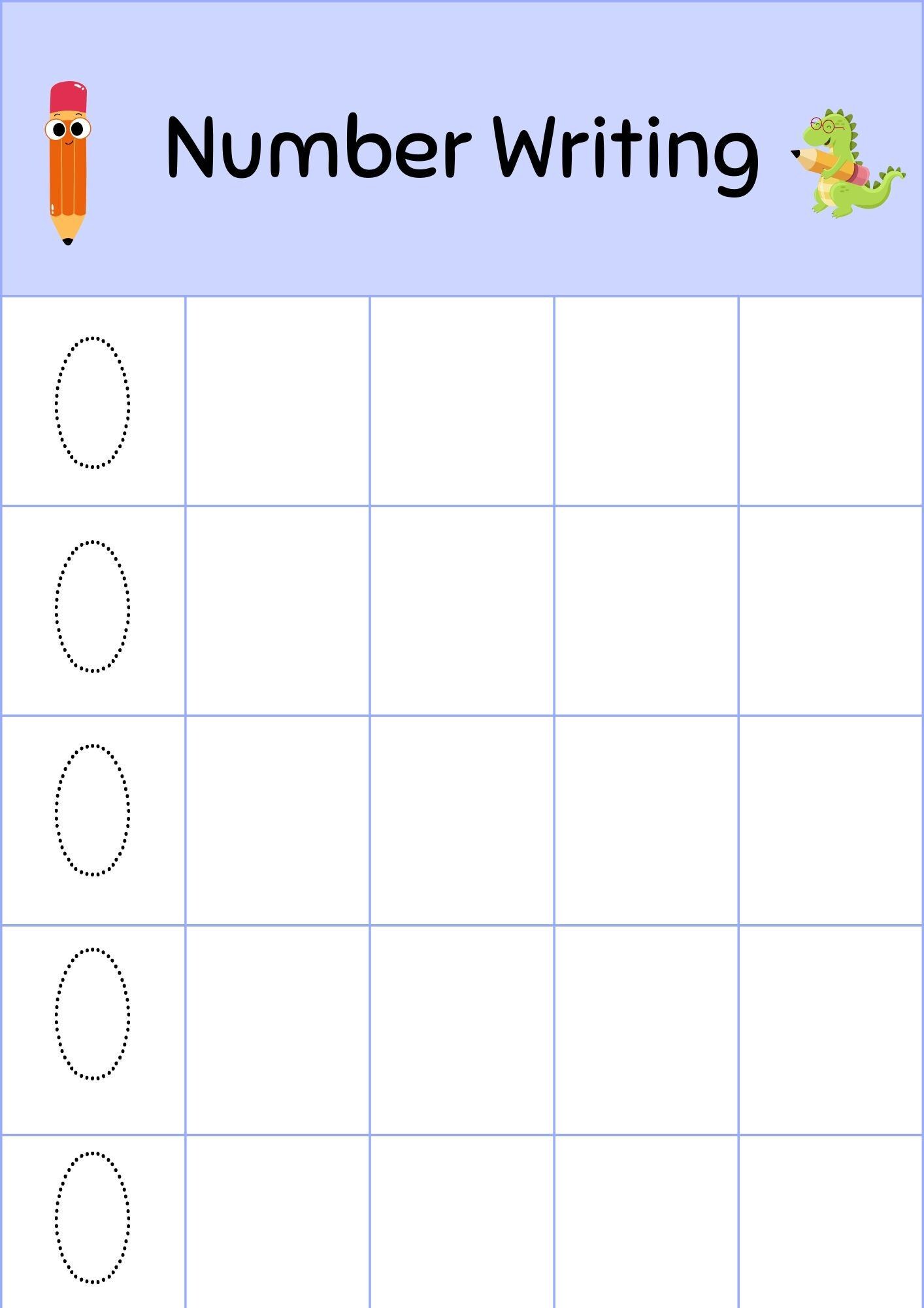 Number Writing Practice Sheets, Kids Number Tracing, Preschool Number ...