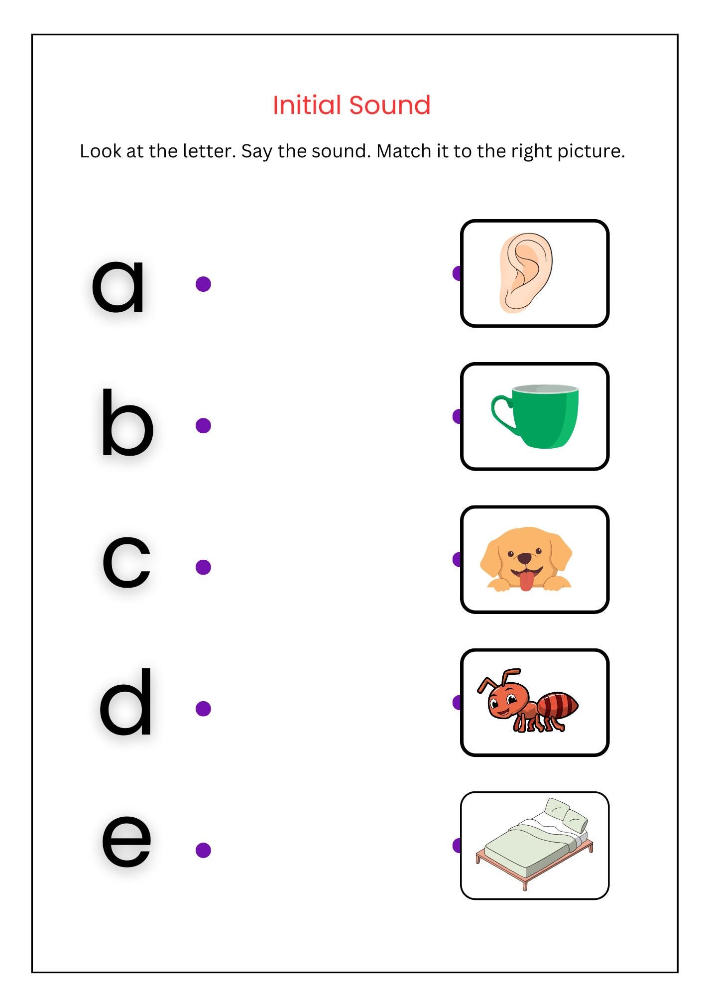 Phonics Initial Sound Matching Worksheets: A-Z Practice (PDF Download ...