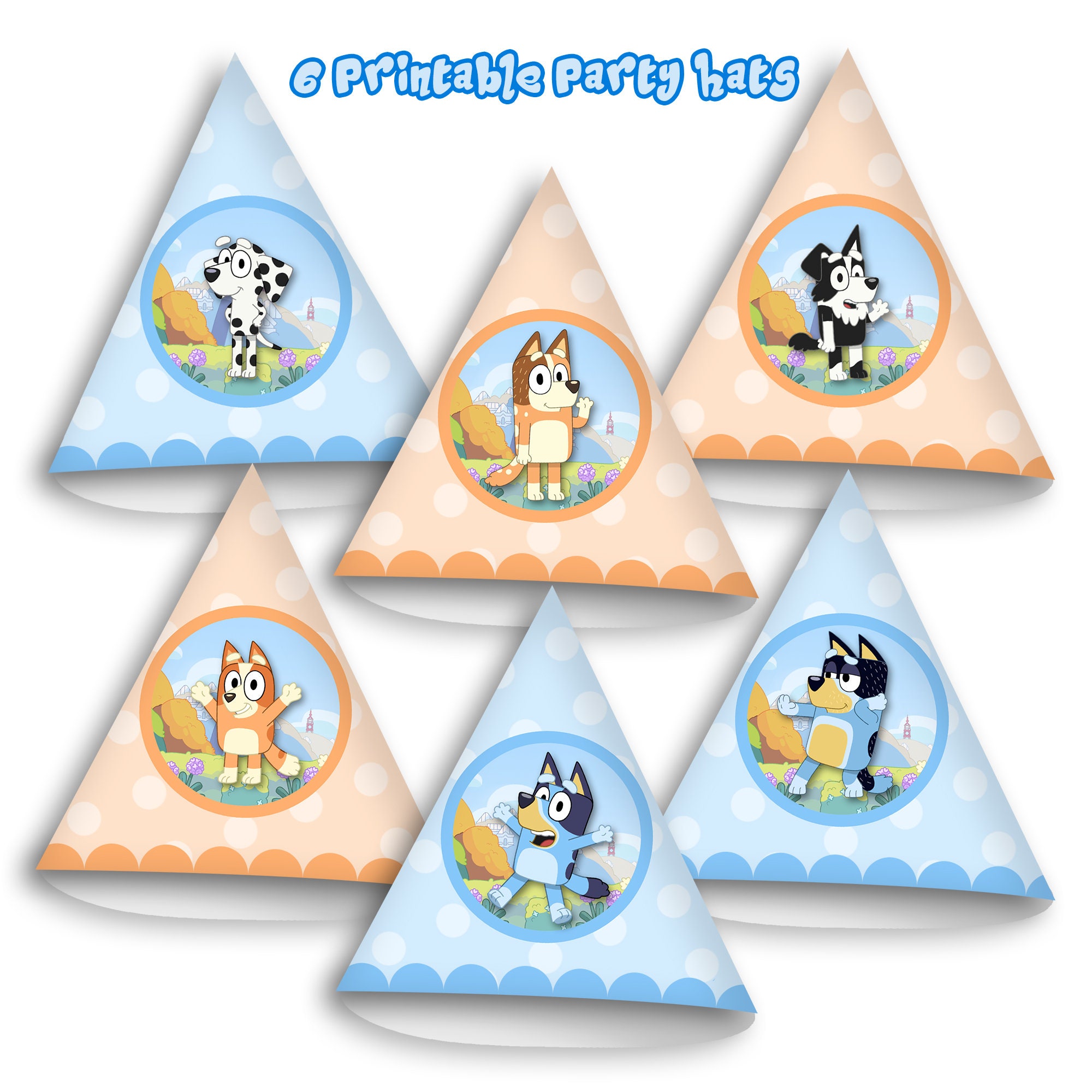 Bluey Party Hats for Parties Digital Party Hats Birthday Party Hats ...
