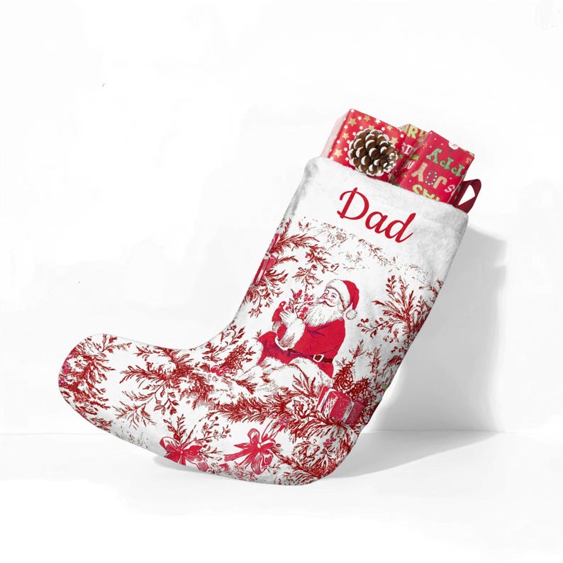 Personalized Red Toile Santa Family Christmas Stockings: Classic ...
