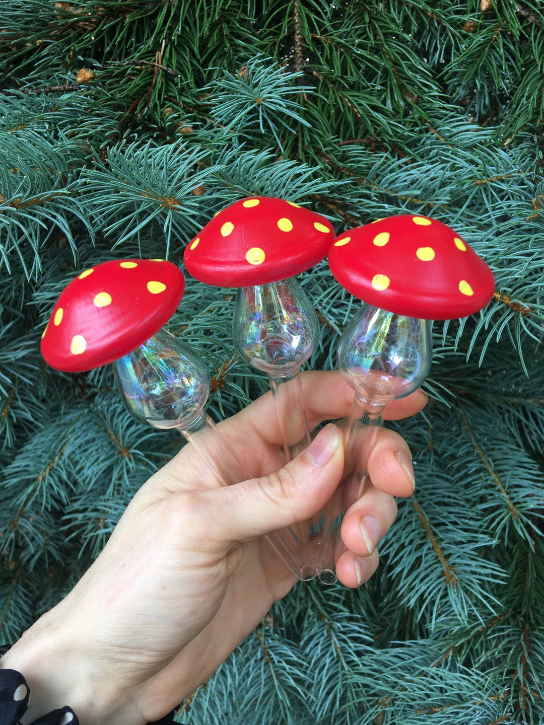 1 Piece Glass Watering Globe, Mini Mushroom, Small Self-watering ...