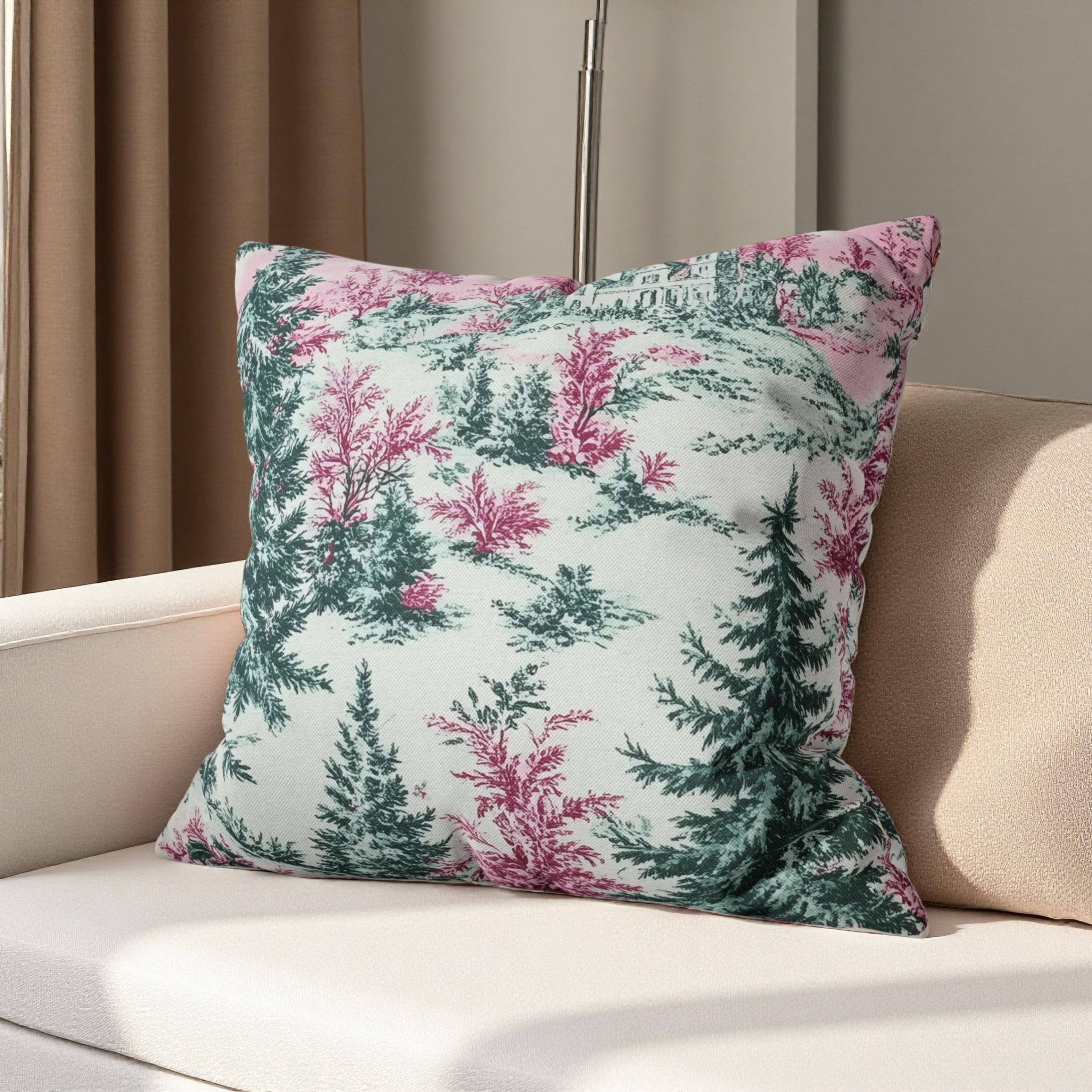 Green Toile Christmas Pillow Cover: Vintage Holiday Pines Decor - Etsy