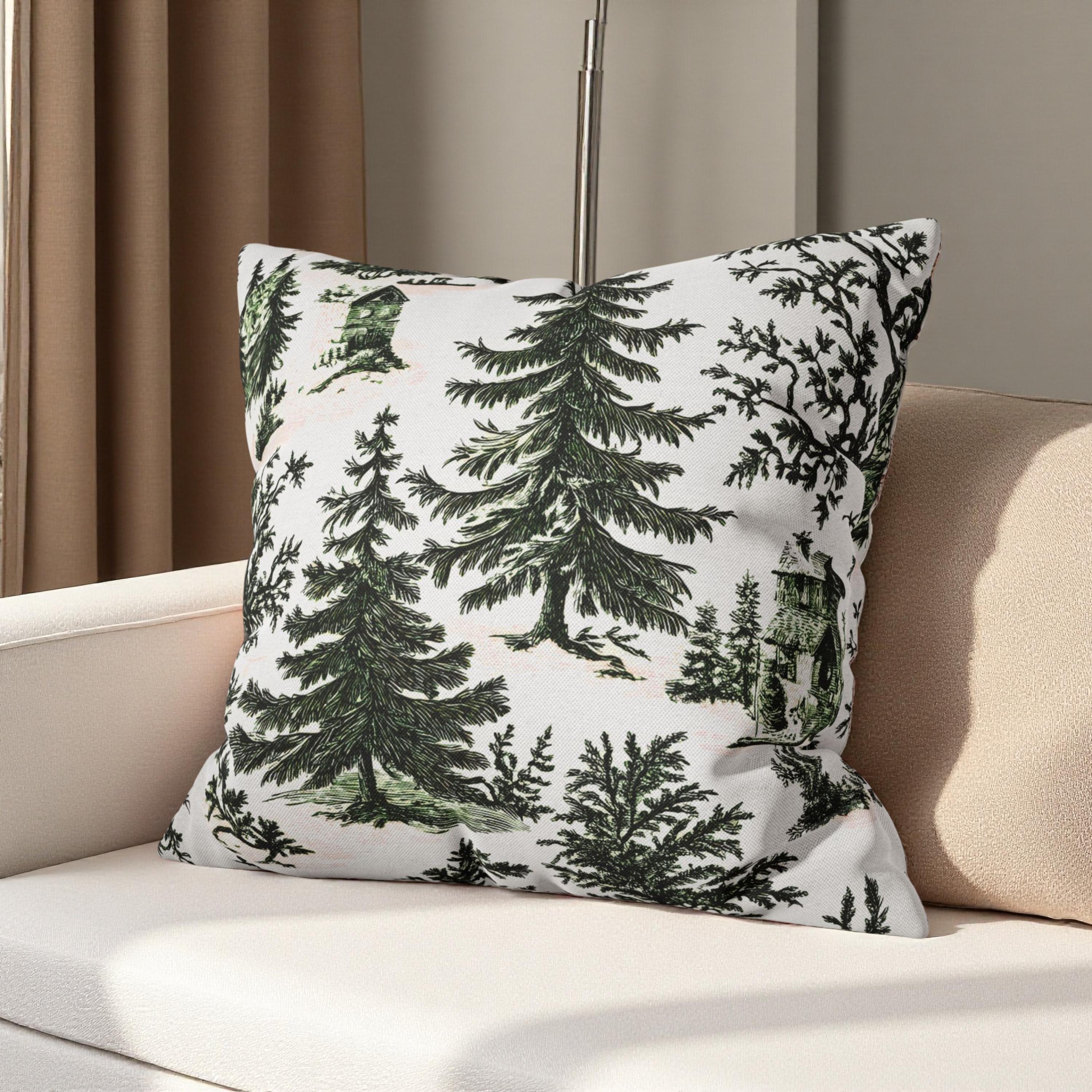Green Toile Christmas Pillow Cover: Vintage Holiday Pines Decor - Etsy