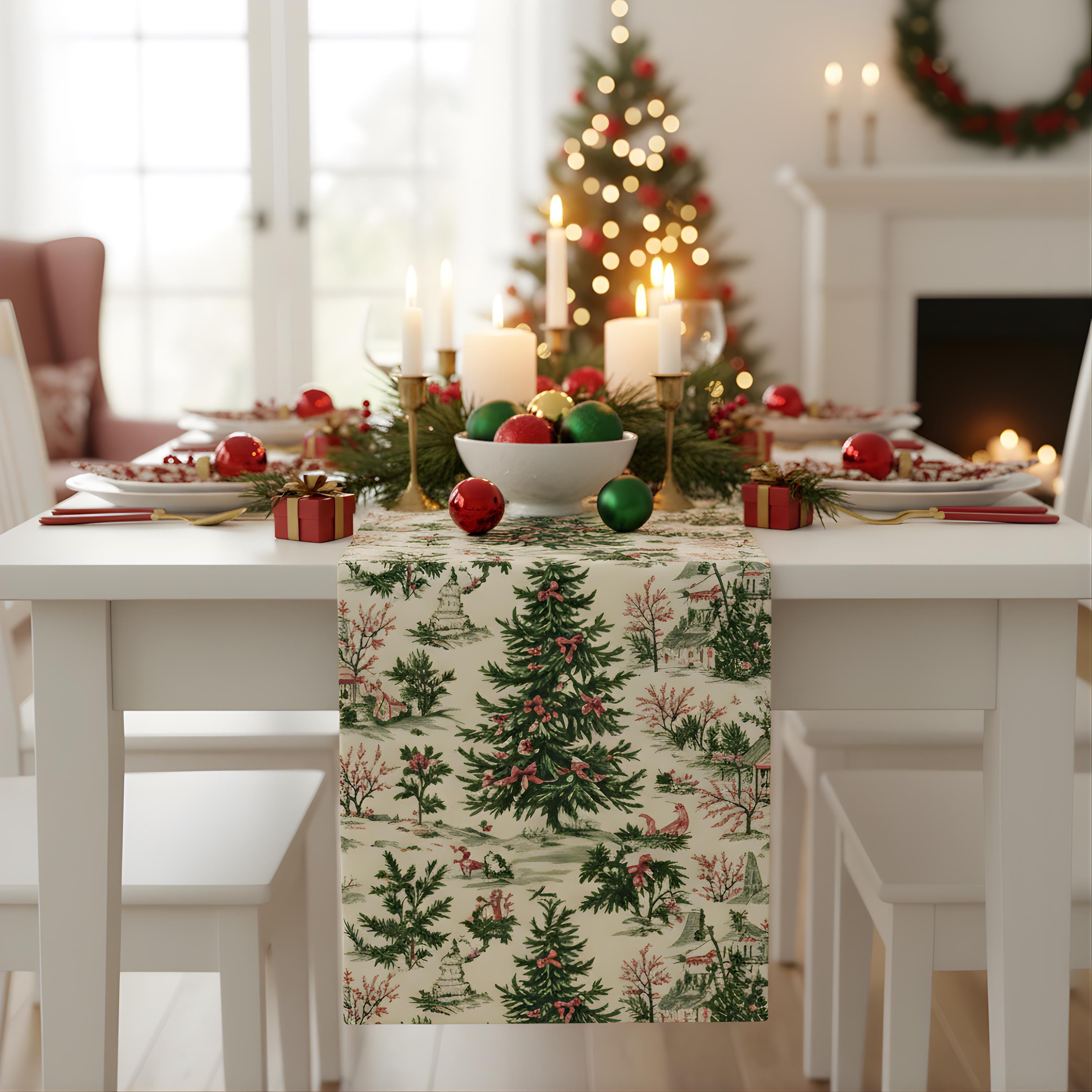 Green Toile Christmas Pillow Cover: Vintage Holiday Pines Decor - Etsy