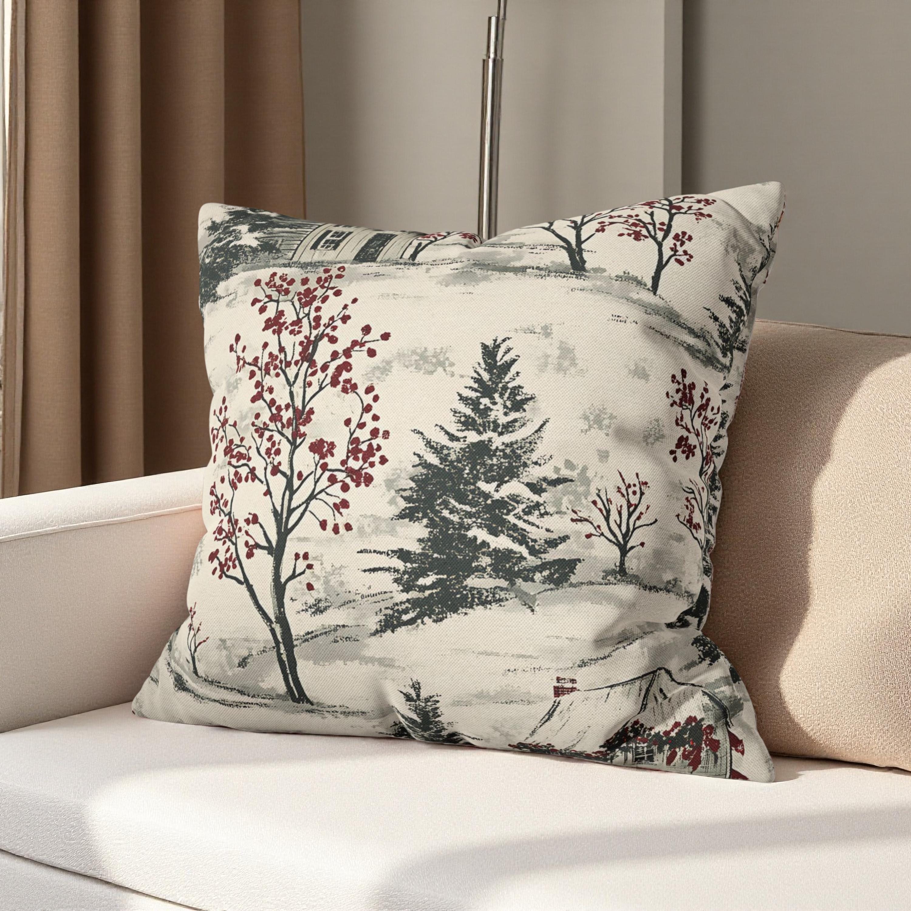 Green Toile Christmas Pillow Cover: Vintage Holiday Pines Decor - Etsy