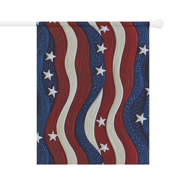 Wavy American Flag House Banner, Patriotic Stars Stripes, 4th July Yard ...