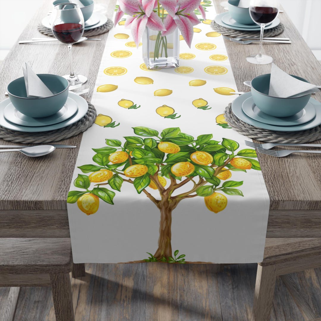 Lemon Table Runner Lemon Table Decor Summer Spring Citrus Dinning Decor ...