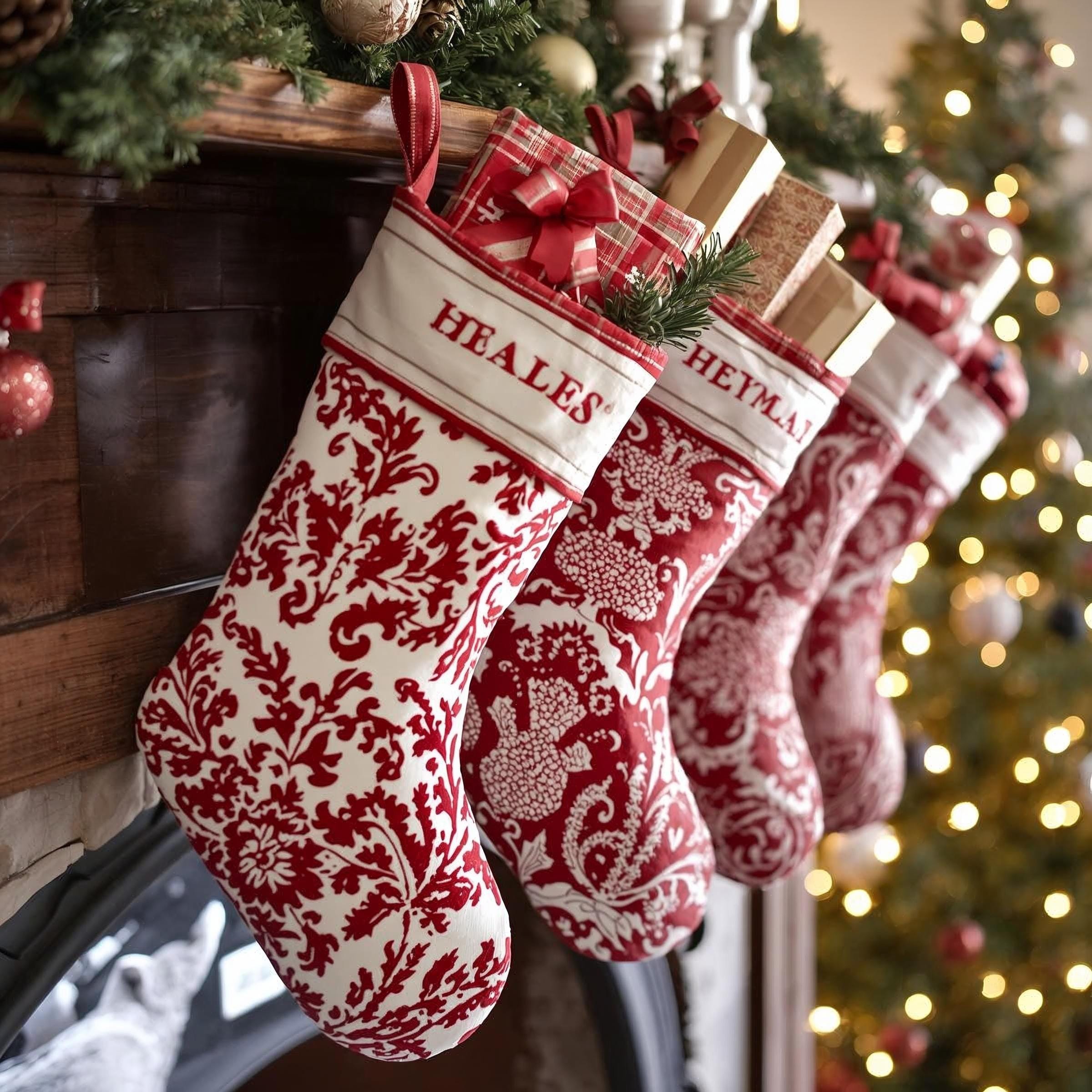 Personalized Red Toile Christmas Stockings: Classic Custom Holiday ...