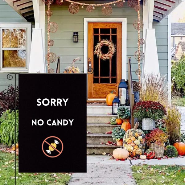 No Candy Halloween Sign - Etsy