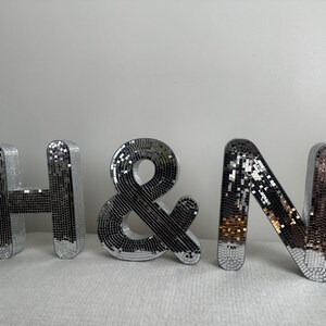 Disco Ball Letters, Disco Party Decor, Couple Name Initial Letters ...