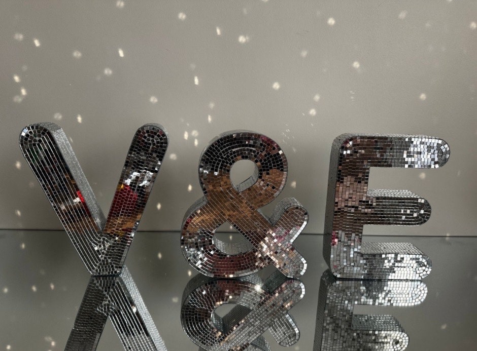 Disco Ball Letters, Disco Party Decor, Couple Initials, Party Supply ...