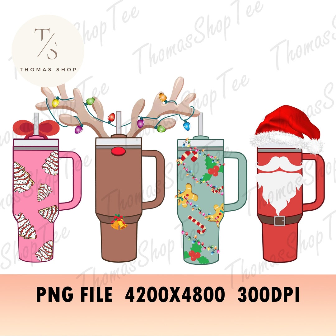 Santa and Rudolph Cup PNG, Pink Christmas Cake Tree Cup PNG, Tumbler ...