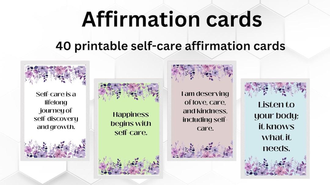 Self-care Affirmation Printable Cards - Etsy