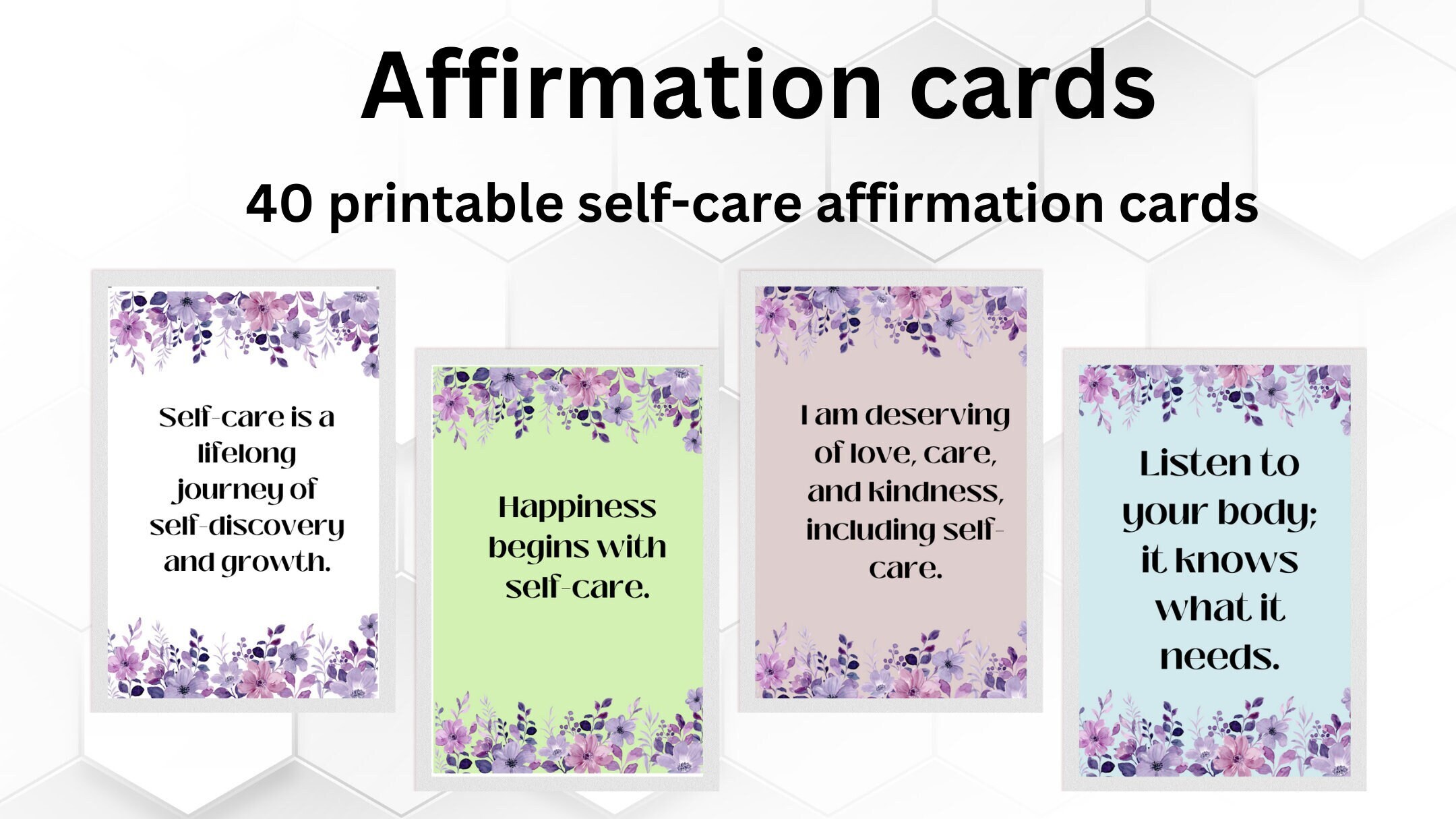 Self-care Affirmation Printable Cards - Etsy