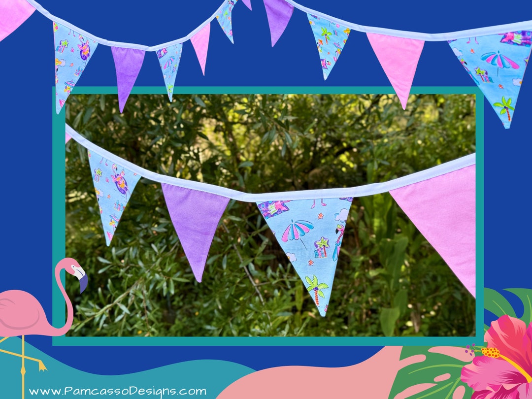 Flamingo Beach Bunting – Fun Tropical Party Decor Banner Garland | Hula ...